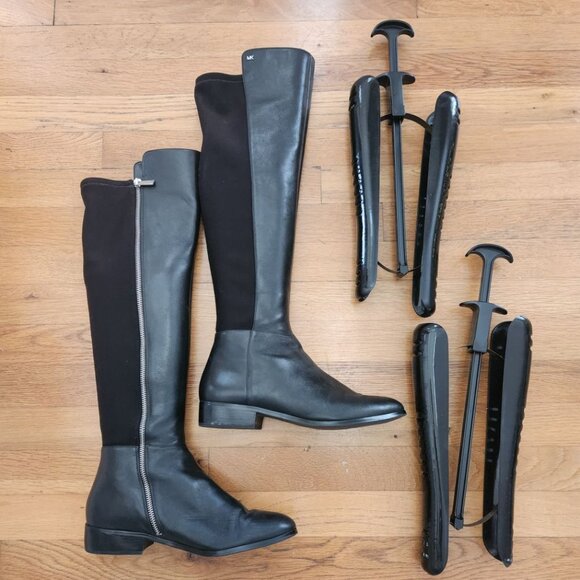Michael Kors | Shoes | Michael Kors Black Leather Stretch Boots Black ...
